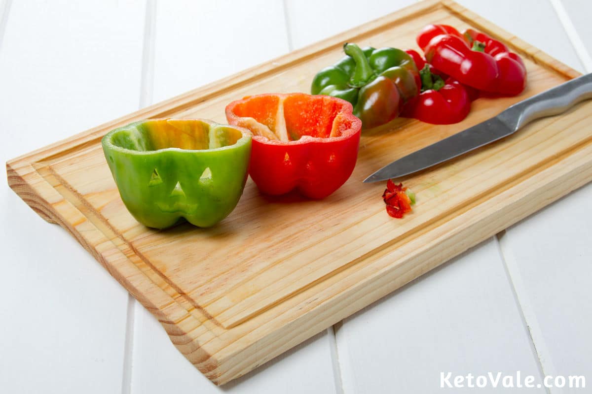 Keto Halloween Stuffed Peppers Low Carb Recipe | KetoVale