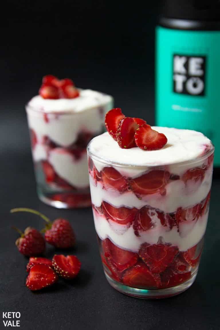Keto Collagen Strawberry Ricotta Parfait Low Carb Recipe | KetoVale